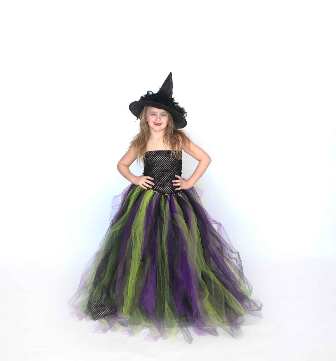Witch Halloween Costume, Girls Witch Costume, Kids Floor Length Tutu ...
