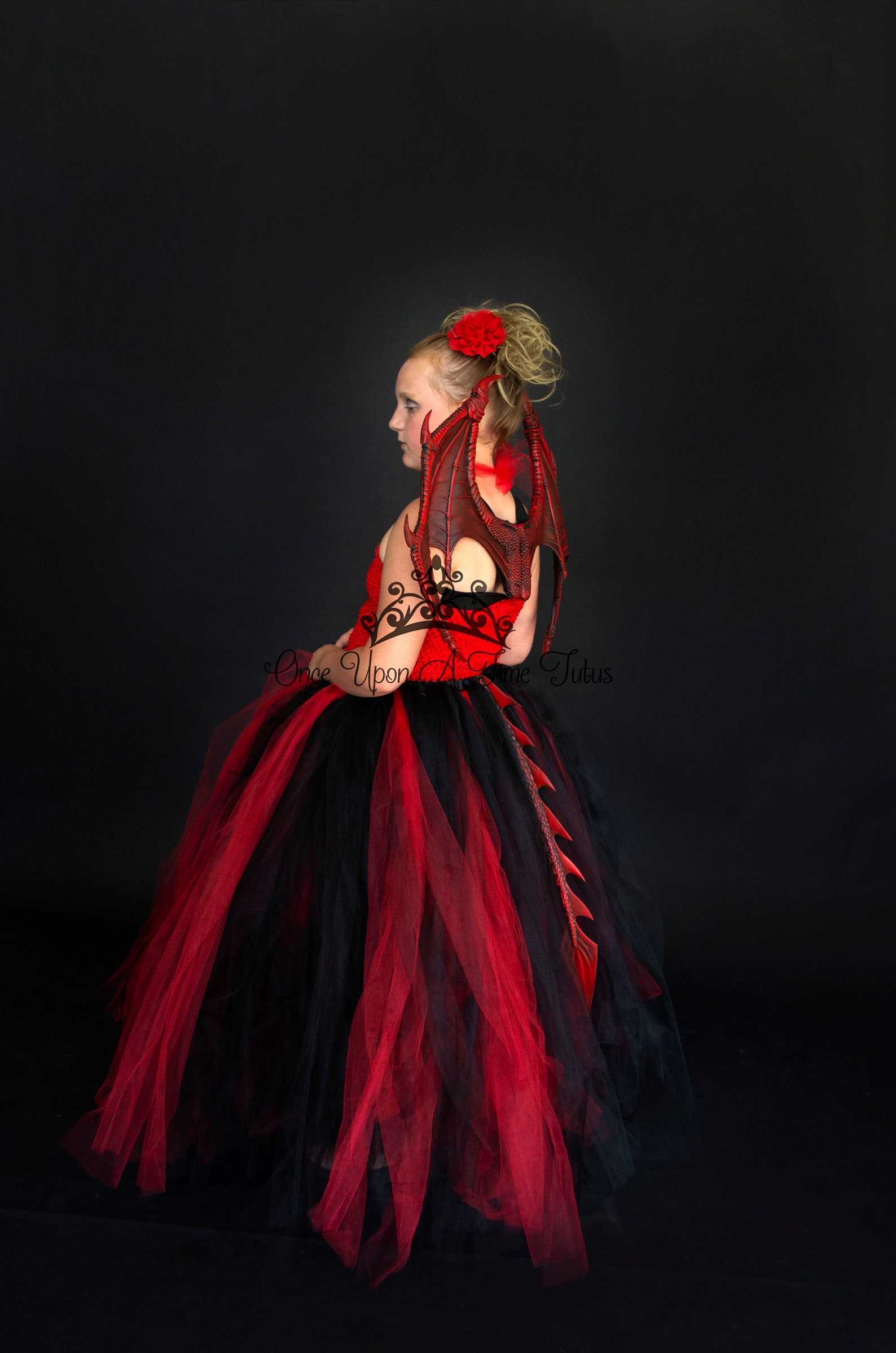 Red Dragon Costume, Kids Halloween Costume, Red Black Tutu Dress ...