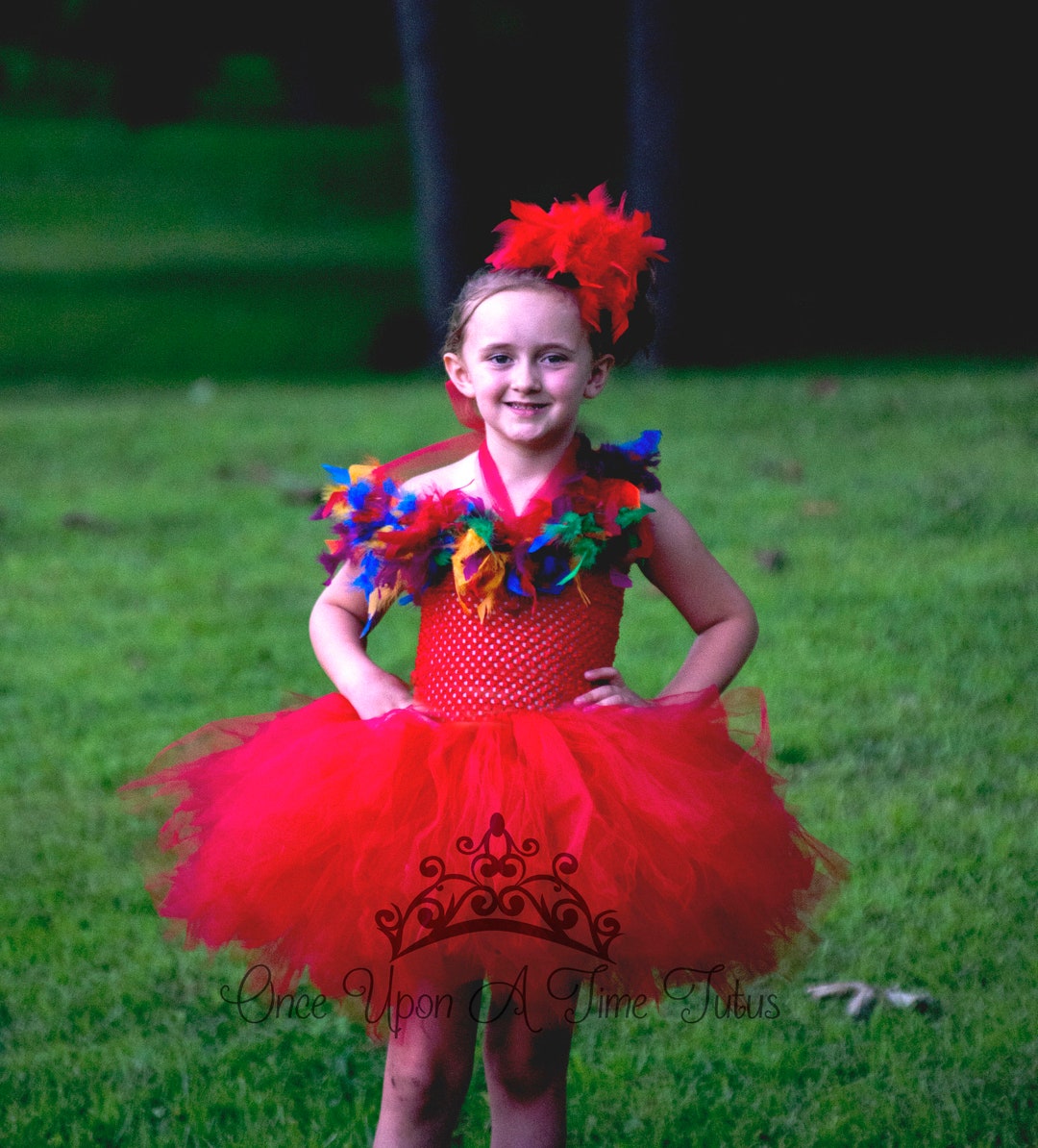 Parrot Costume, Red Bird Feather Dress, Halloween Costume, Kids Parrot ...