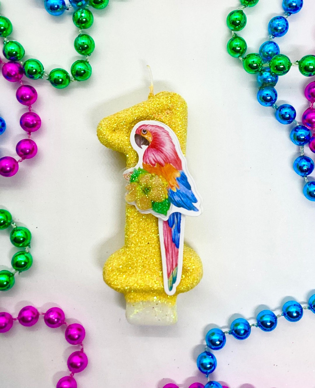 Parrot Birthday Candle, Macaw Birthday Party Decor, Kids Sparkly Number ...
