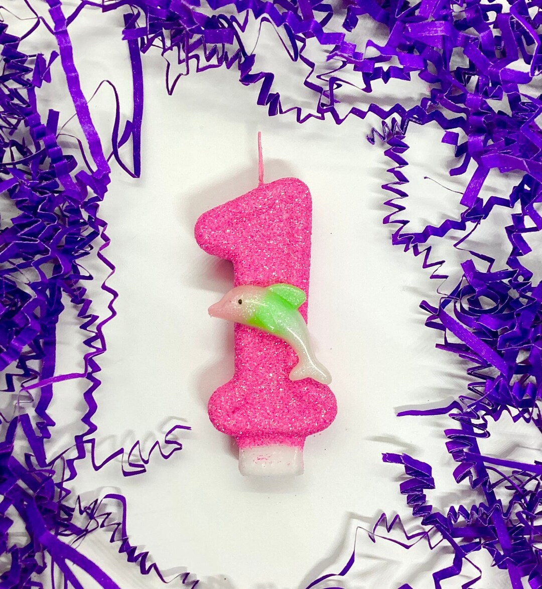 Dolphin Birthday Candle, Hot Pink Fish Party Decor, Under the Sea Party ...
