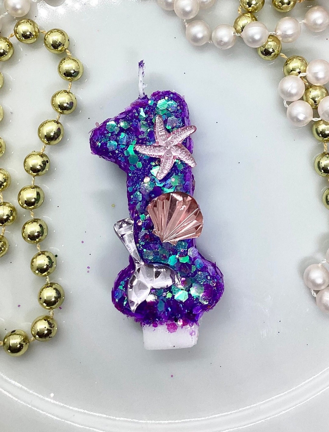 Mermaid Birthday Candle, Mermaid Party Decor, Glitter Shell Birthday ...