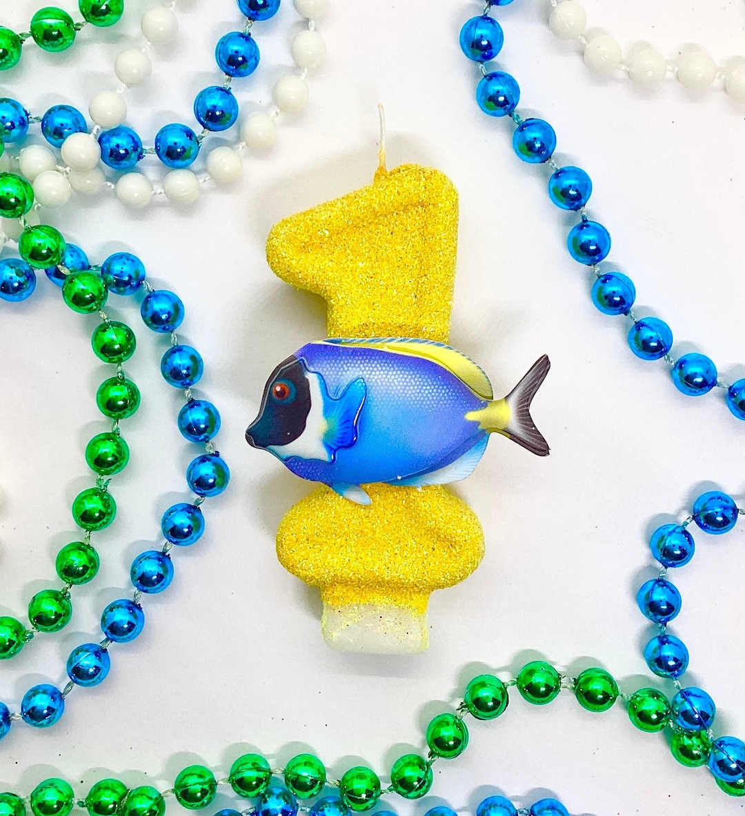 Saltwater Fish Birthday Candle, Reef Party Decor, One Glitter Sparkly Number Cake Topper, Girls ...