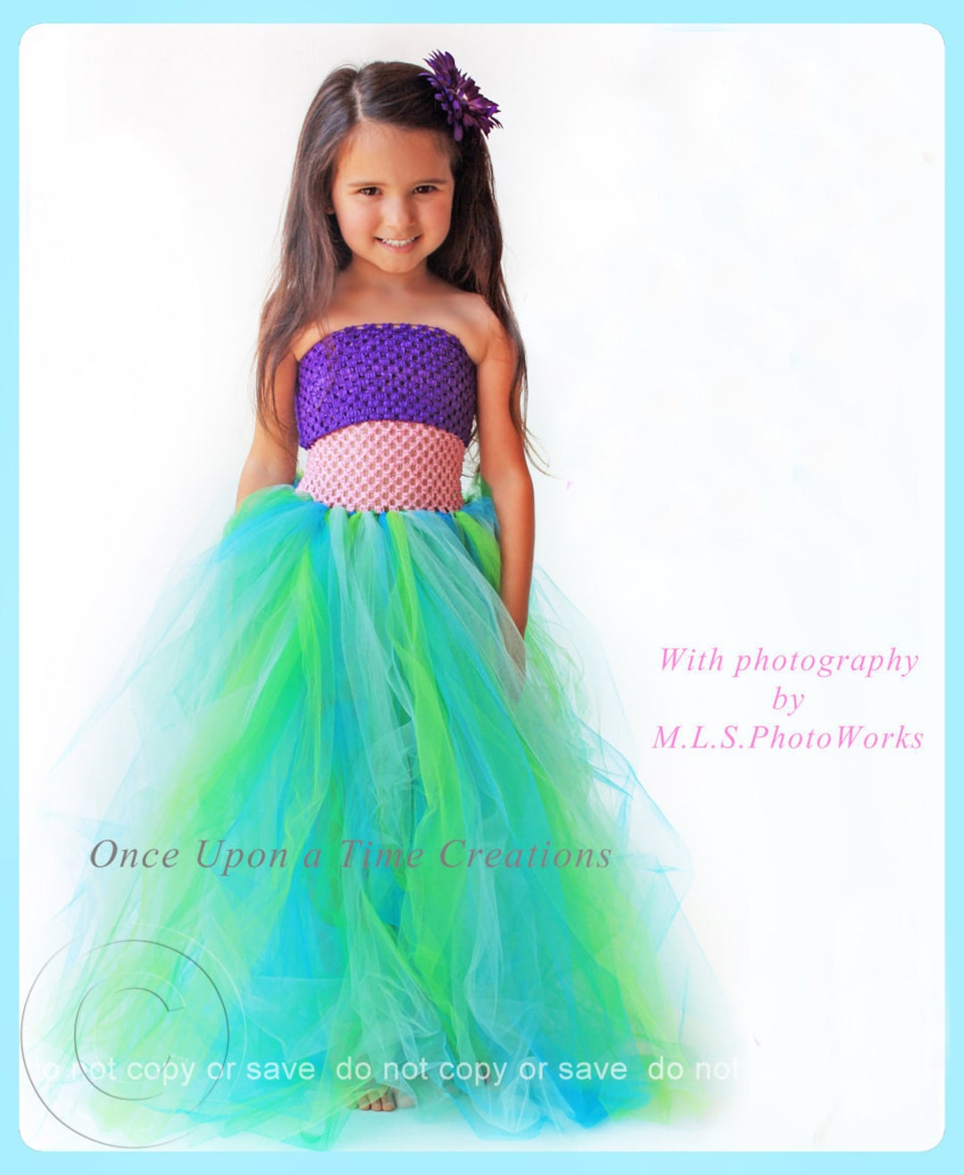 Mermaid Costume, Girls Tutu Dress, Mermaid Birthday Outfit, Kids ...