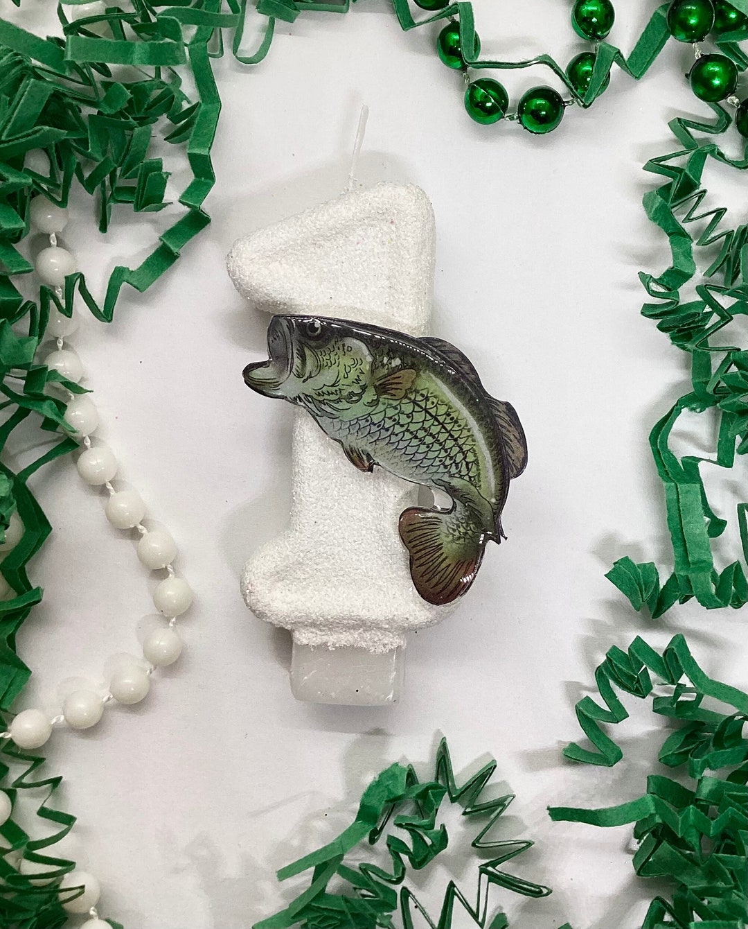 Bass Fishing Birthday Candle, Fish Theme Party Decor, Kids, One Sparkly ...