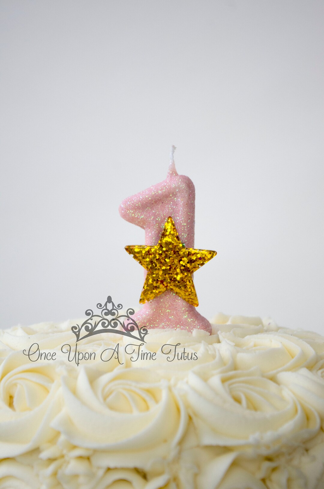 Pink Glitter Birthday Candle, Fancy Gold Star Birthday, Party Decor ...