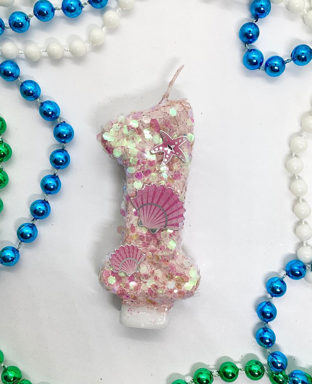 Seashell Birthday Candle, Beach Party Decor, Glitter Sea Shell Birthday ...