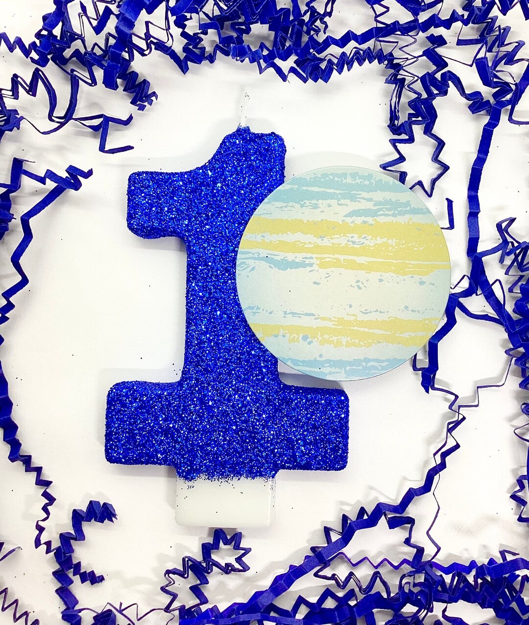 Jupiter Birthday Candle, Planet Party Decor, Kids Sparkly Number Cake ...