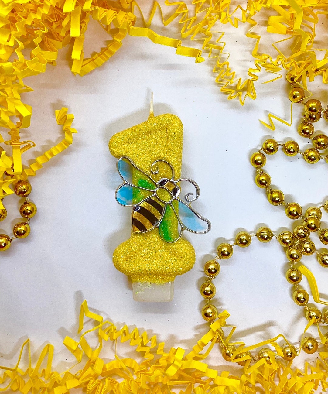 Bumble Bee Birthday Candle, Kids Bumblebee Party Decorations, Sparkly ...