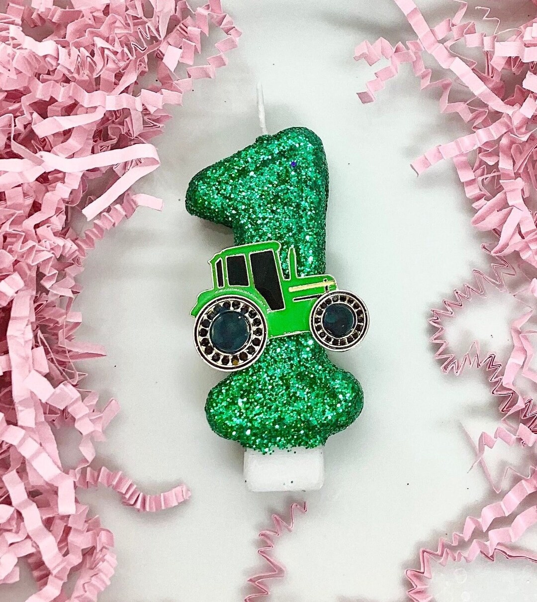 Tractor Birthday Candle, Farmer Party Decorations, Farm Theme Glitter ...