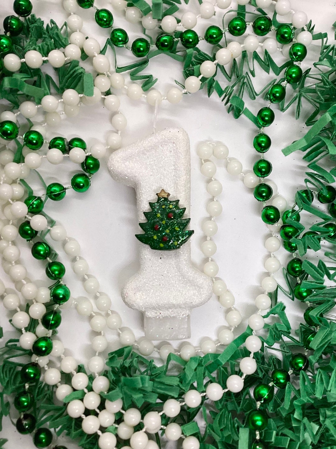 Christmas Tree Birthday Candle, Fancy Party Decor, One Glitter Birthday ...