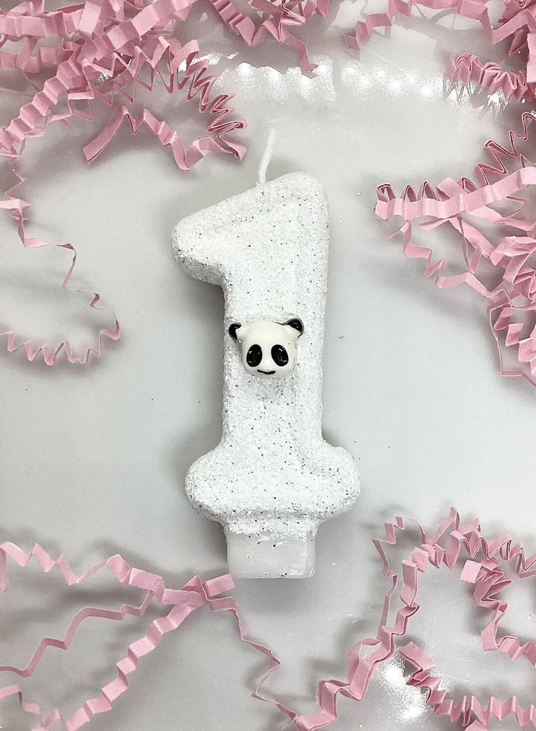 Panda Birthday Candle, Panda Bear Party Decor, One, Custom Kids Glitter ...