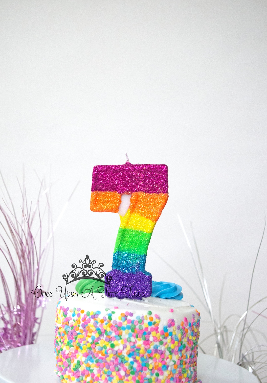 Large Rainbow Birthday Candle, Bright Rainbow Party Decor, Unicorn ...