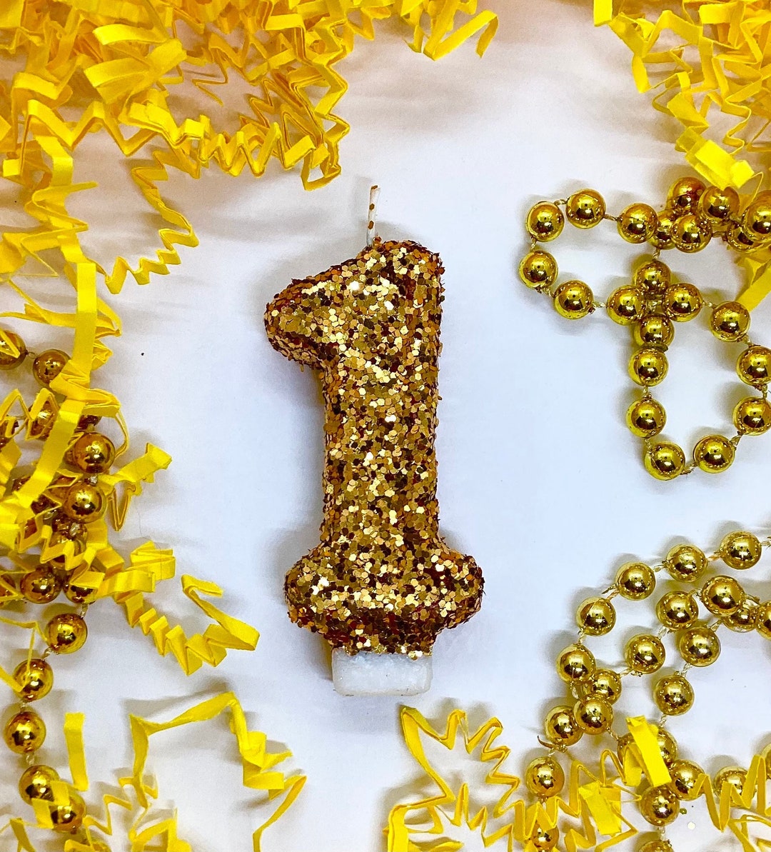 Gold Number Birthday Candle, Sparkly Glitter Candle, Girls Cake Topper ...