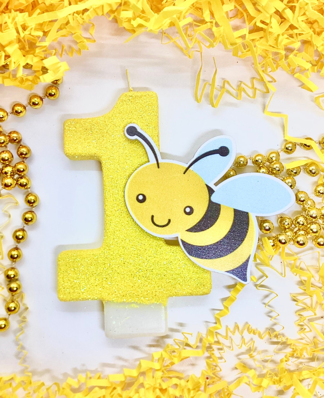 Bumble Bee Birthday Candle, Bumblebee Party Decor, Large Number Cake ...