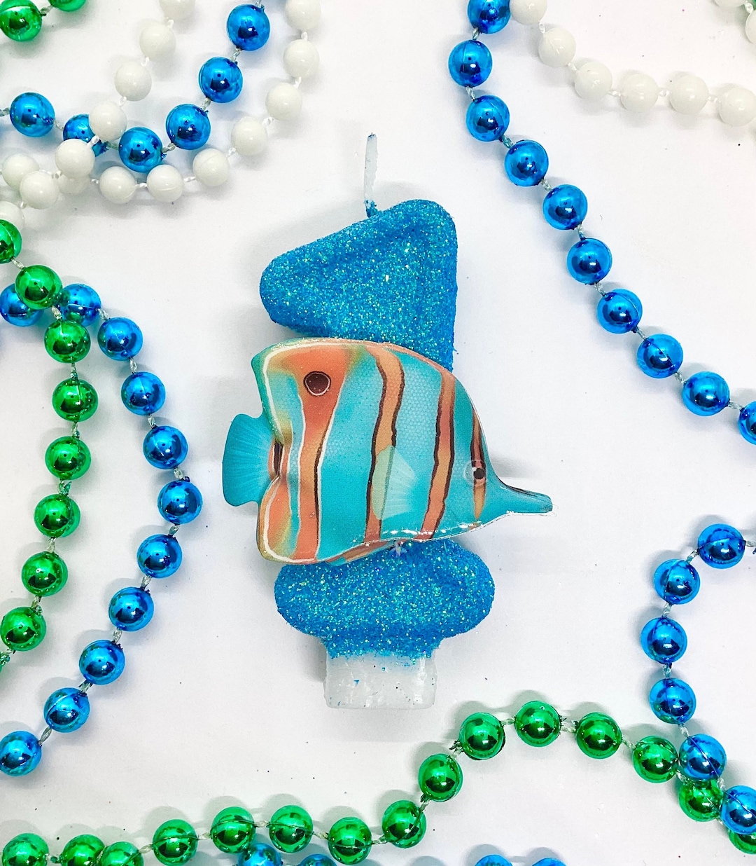 Saltwater Fish Birthday Candle, Reef Party Decor, One Glitter Sparkly Number Cake Topper, Girls ...