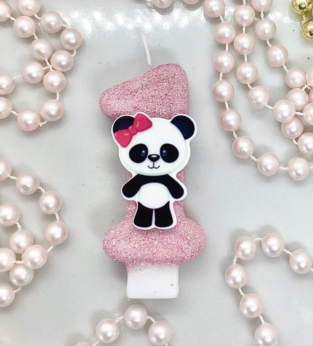 Panda Birthday Candle, Panda Bear Party Decor, One, Custom Kids Glitter ...