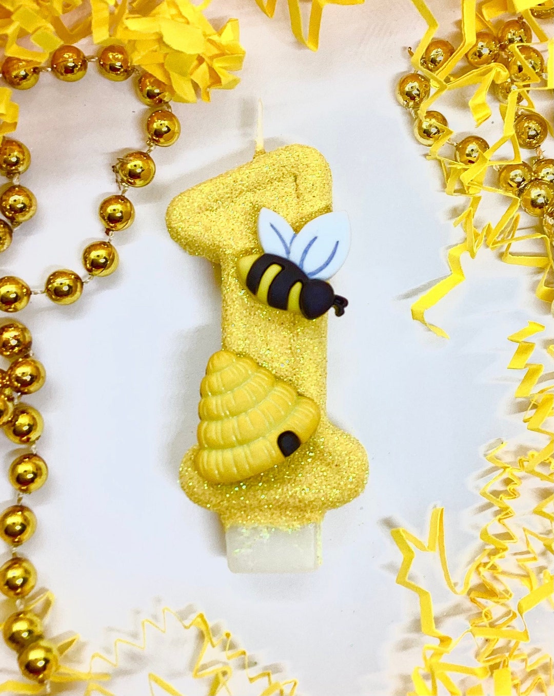 Bee Hive Birthday Candle, Kids Bumblebee Party Decorations, Sparkly ...