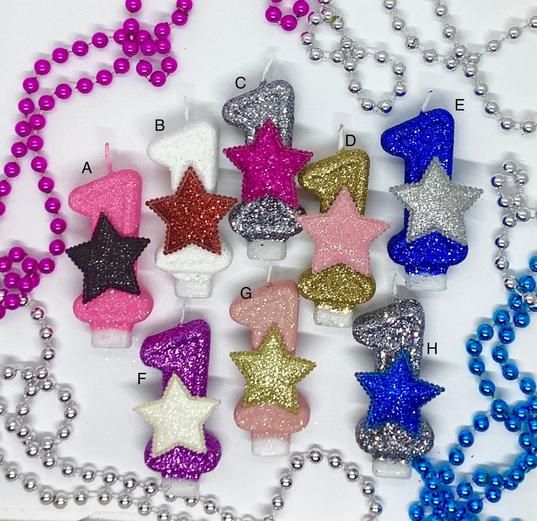 Star Birthday Candle, Outer Space Party Decor, One Glitter Birthday ...