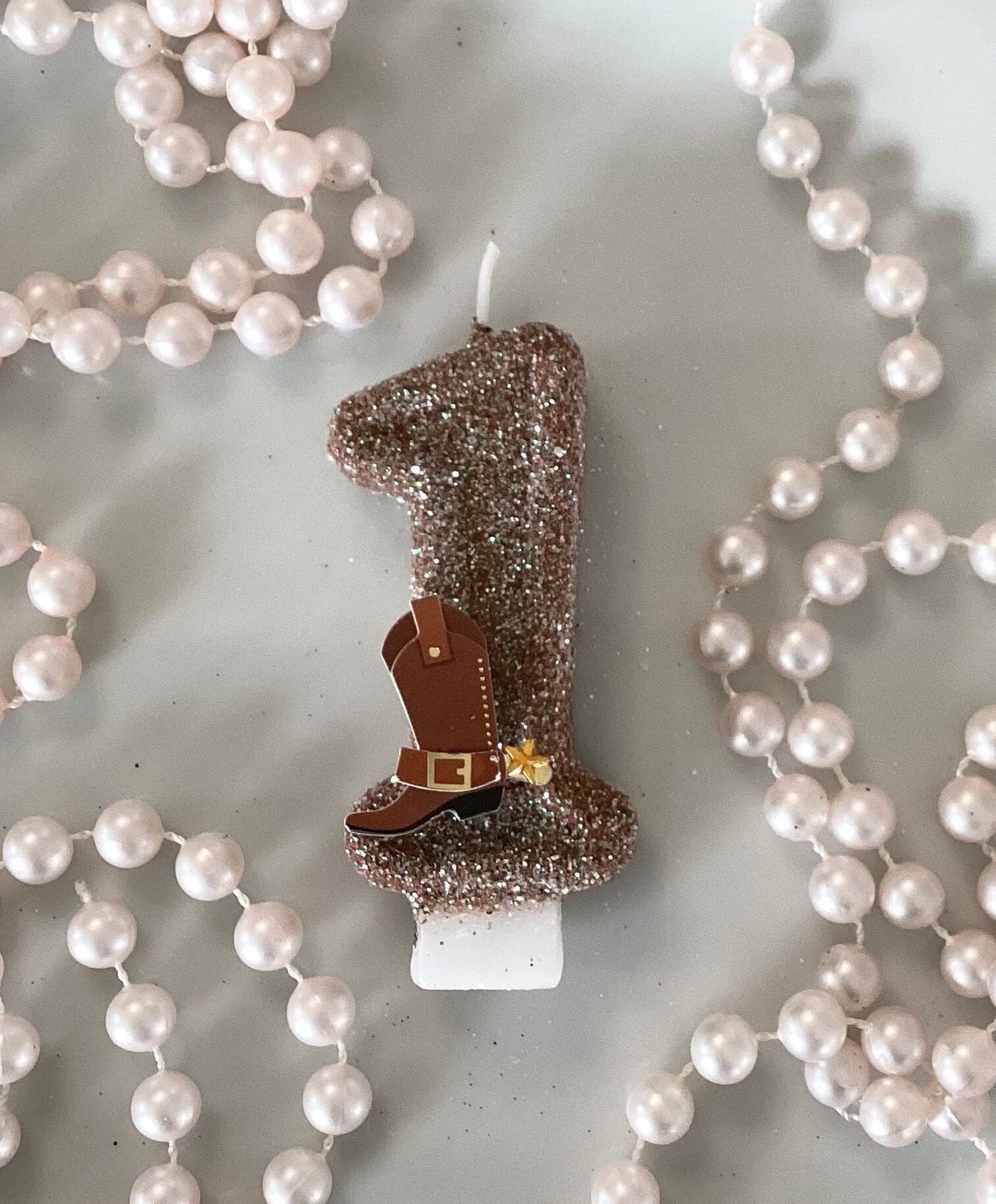 Cowboy Birthday Candle, Western Party Decor, Brown Glitter Birthday ...