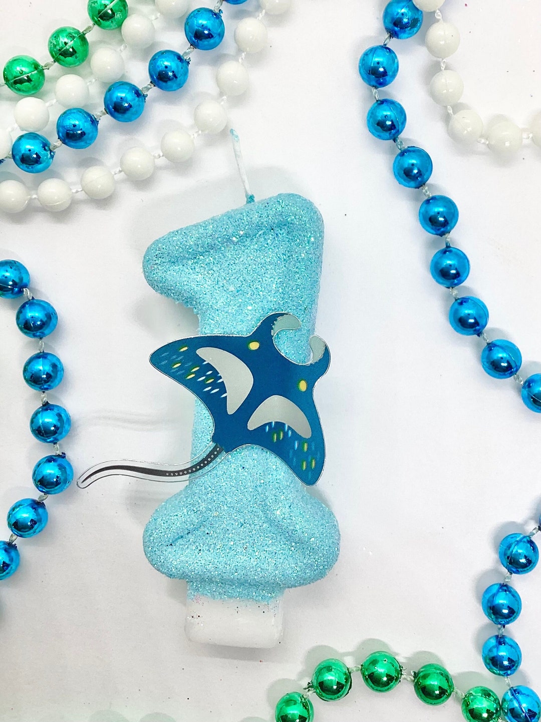 Stingray Birthday Candle, Under the Sea Party Decor, One, Glitter ...