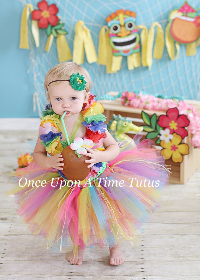 Luau Hawaiian Grass Hula Skirt Tutu Dress Set Rainbow - Etsy