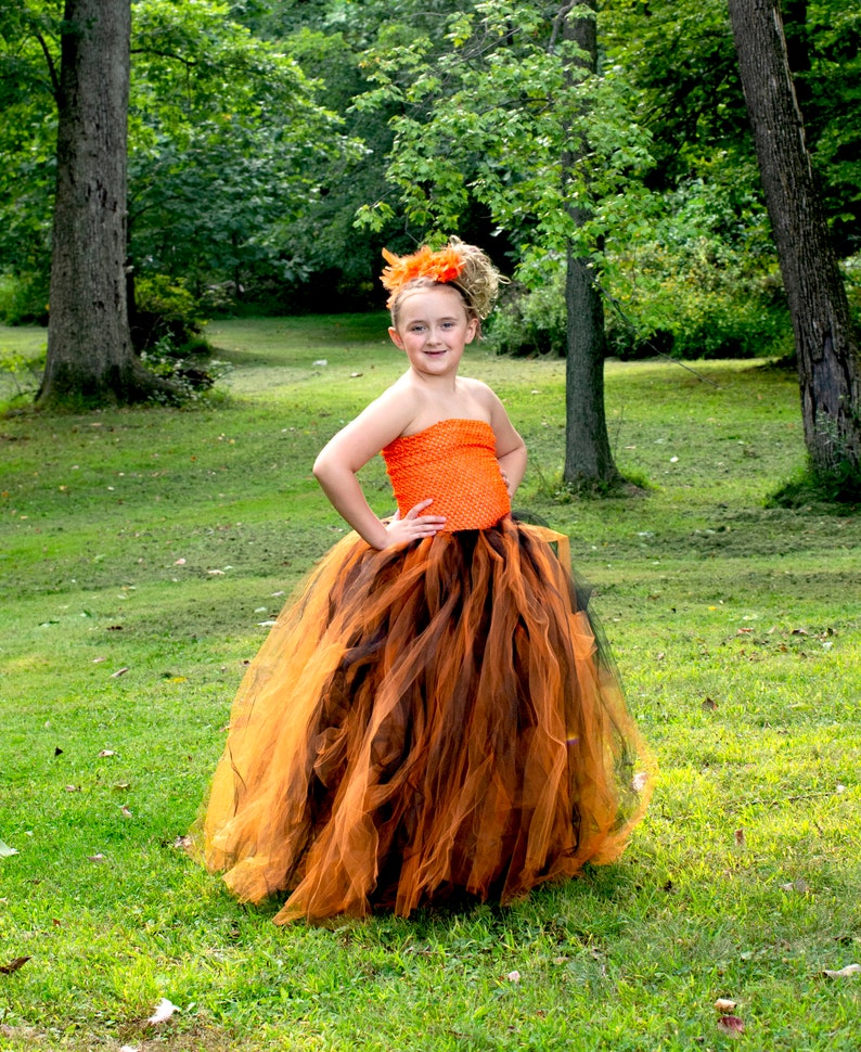 Orange Black Dress Witch Halloween Costume Girls Kids Floor - Etsy