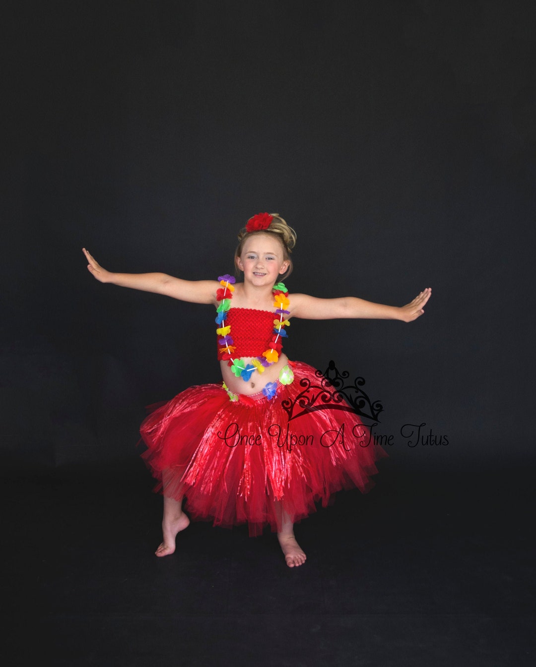 Hawaiian Luau Tutu, Hula Grass Skirt, Red Tutu Set, Pool Party Birthday ...