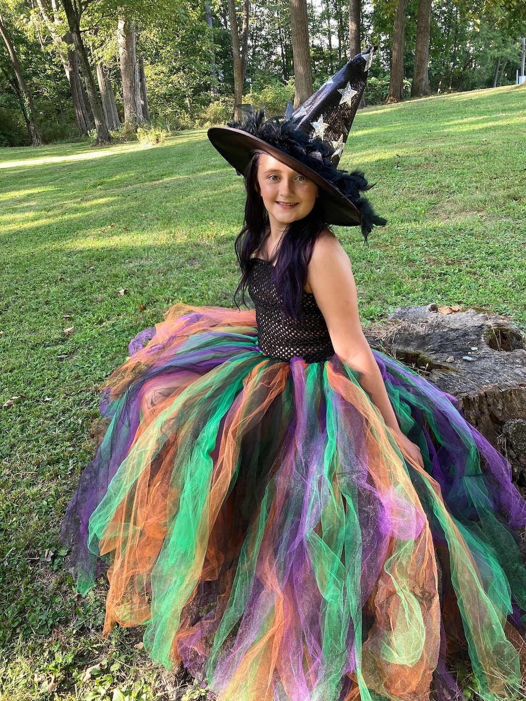 Witch Halloween Costume, Girls Witch Costume, Kids Floor Length Tutu ...