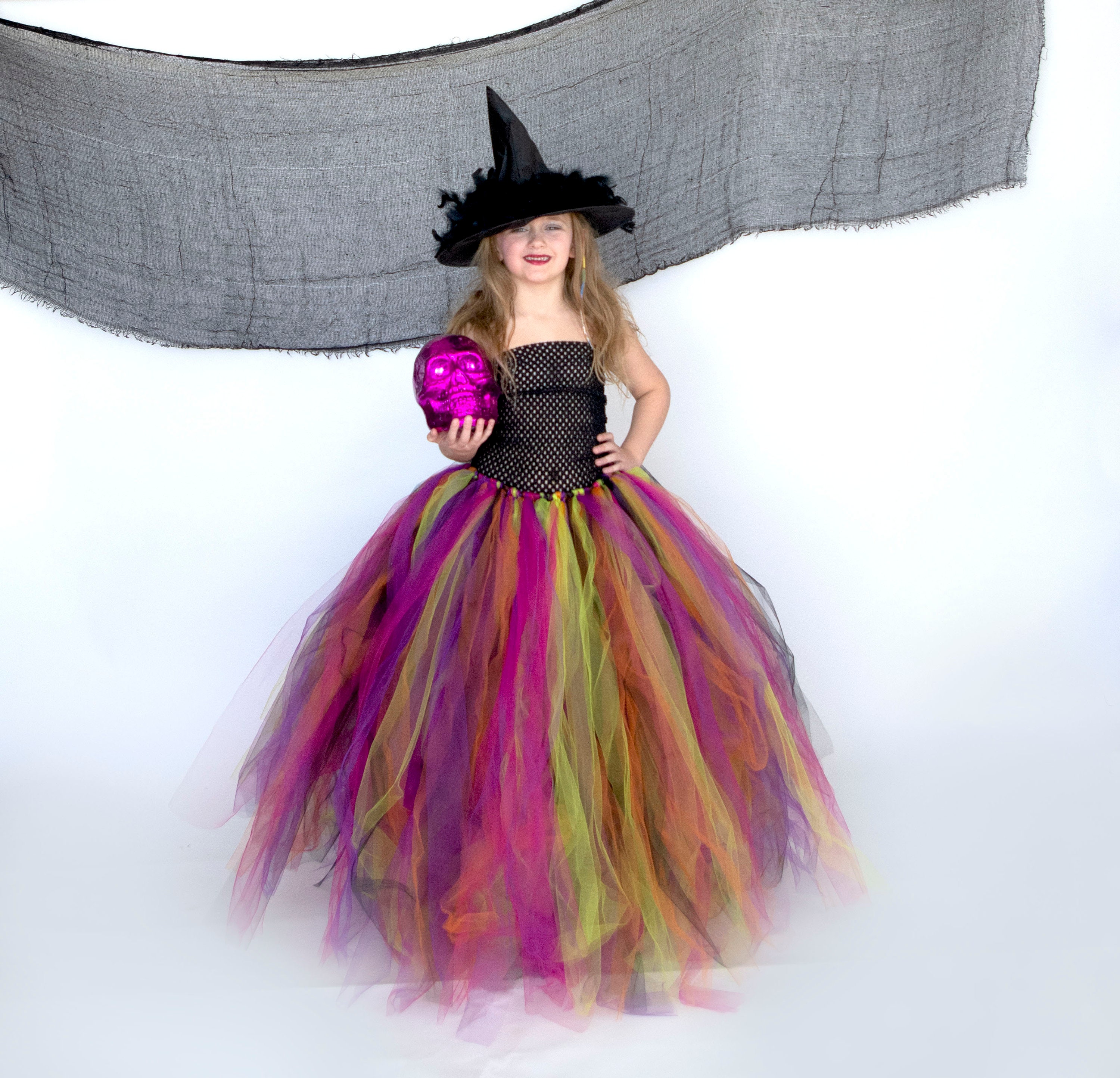 Witch Halloween Costume Girls Witch Costume Kids Floor | Etsy