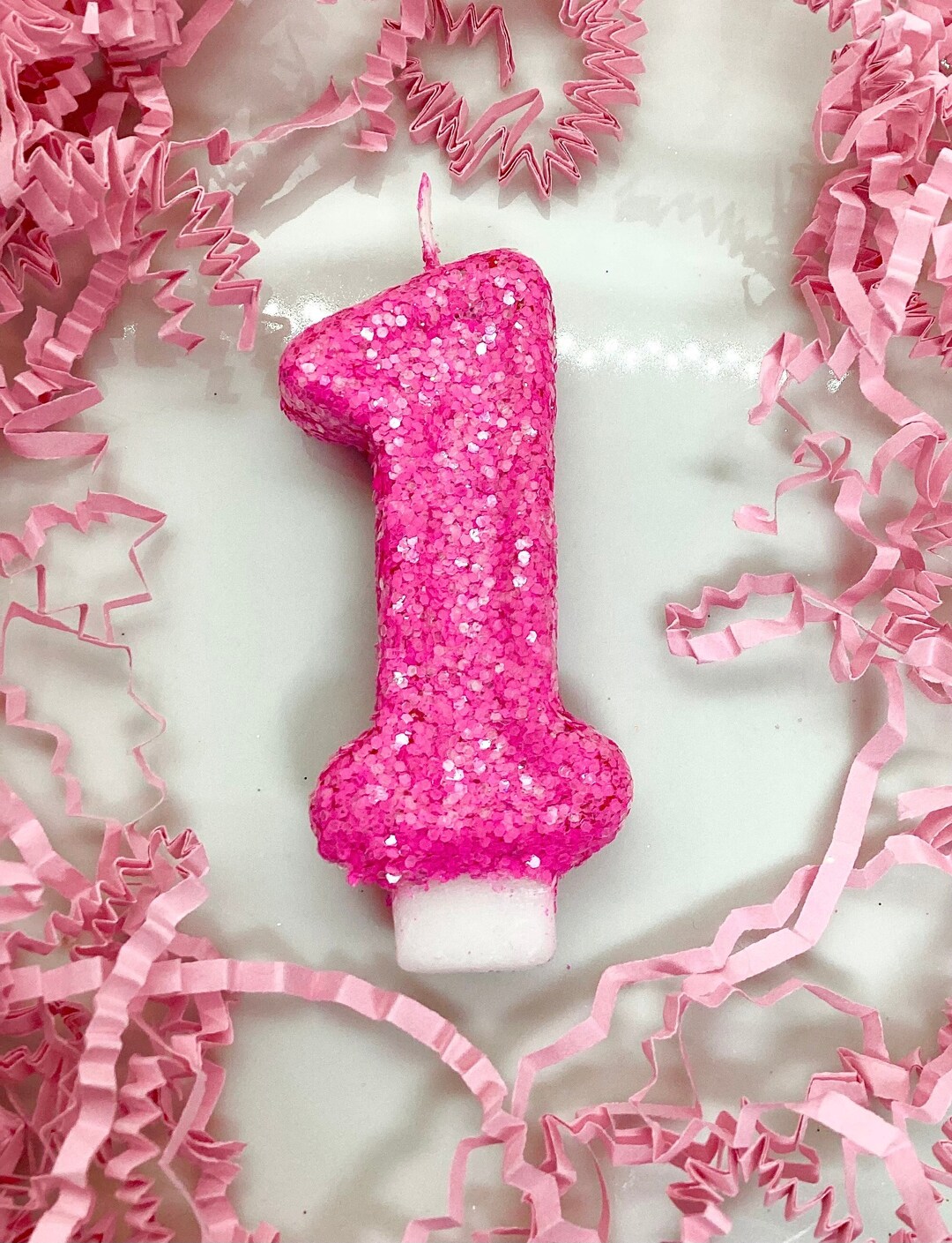 Neon Pink Birthday Candle, Princess Party Decor, One, Girls Glitter ...