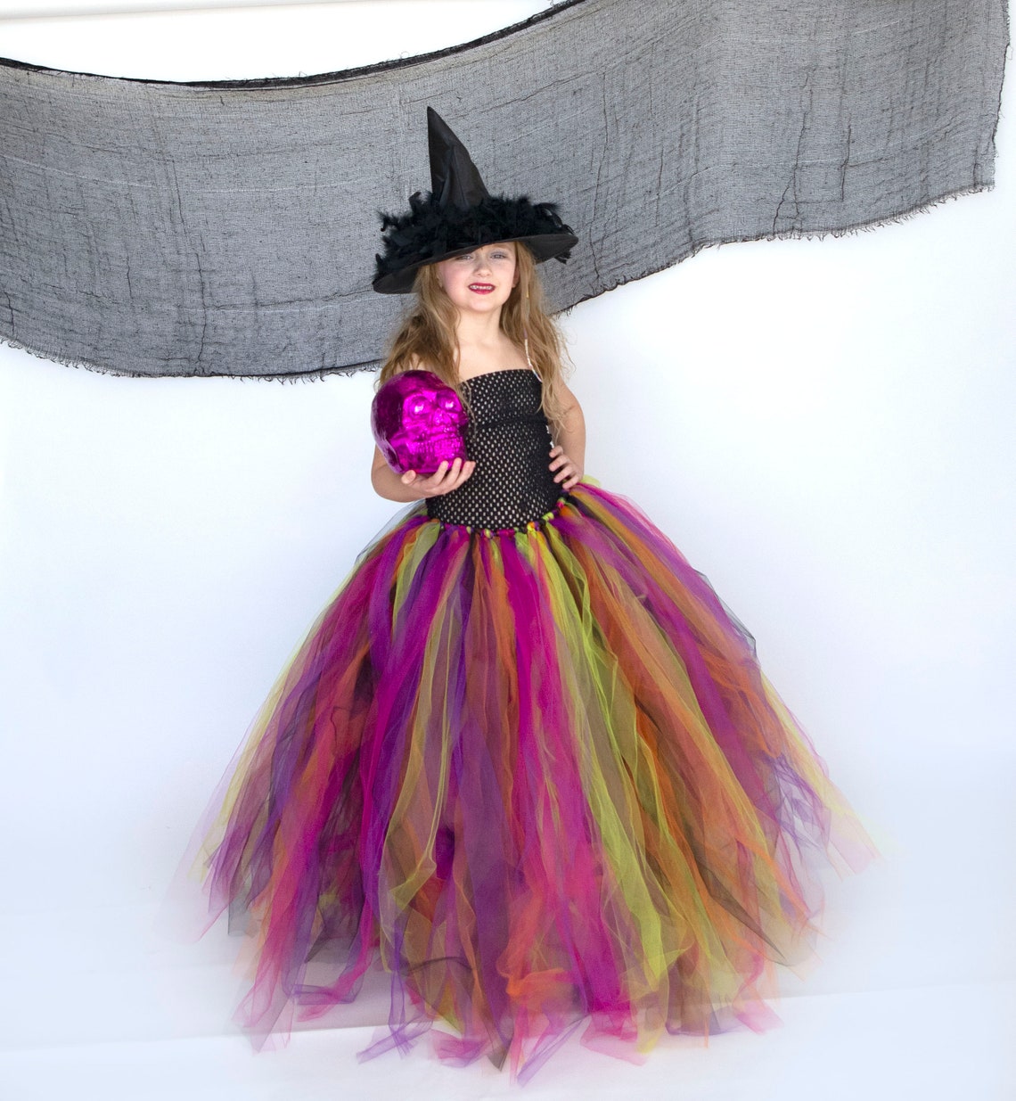 Witch Halloween Costume Girls Witch Costume Kids Floor | Etsy