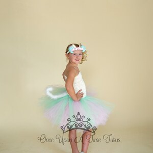 Spring Cat Tutu Dress Mint Green Pink Tutu First Birthday - Etsy
