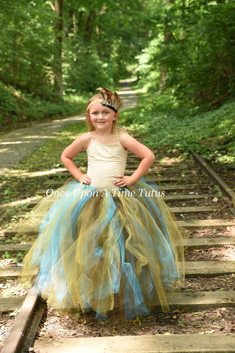 Gold Blue Tutu Skirt Long Fall Skirt Native American - Etsy