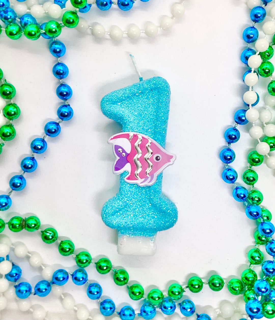 Angelfish Birthday Candle, Tropical Fish Party Decor, One Glitter ...