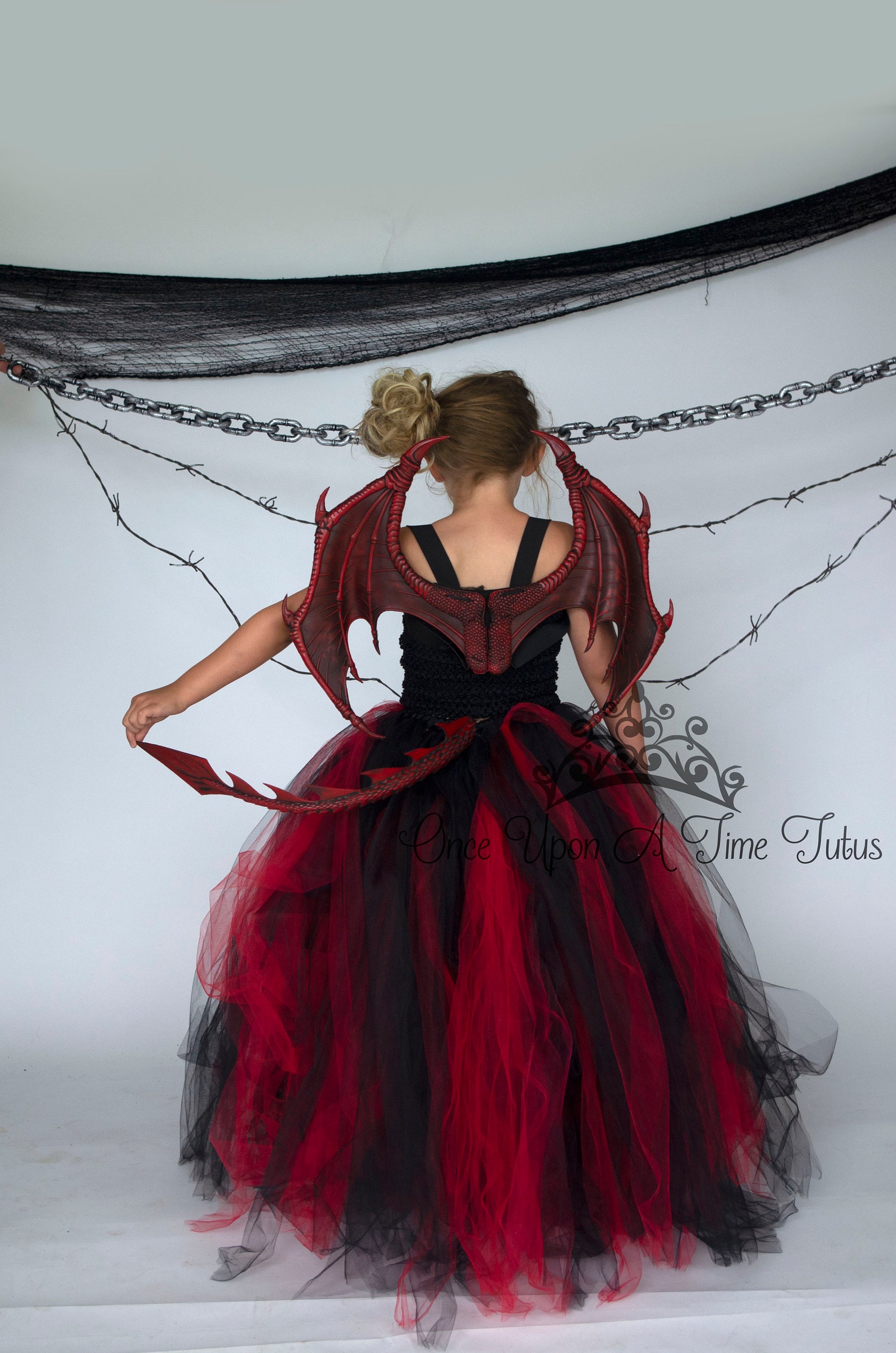 Red Dragon Costume, Kids Halloween Costume, Red Black Tutu Dress ...