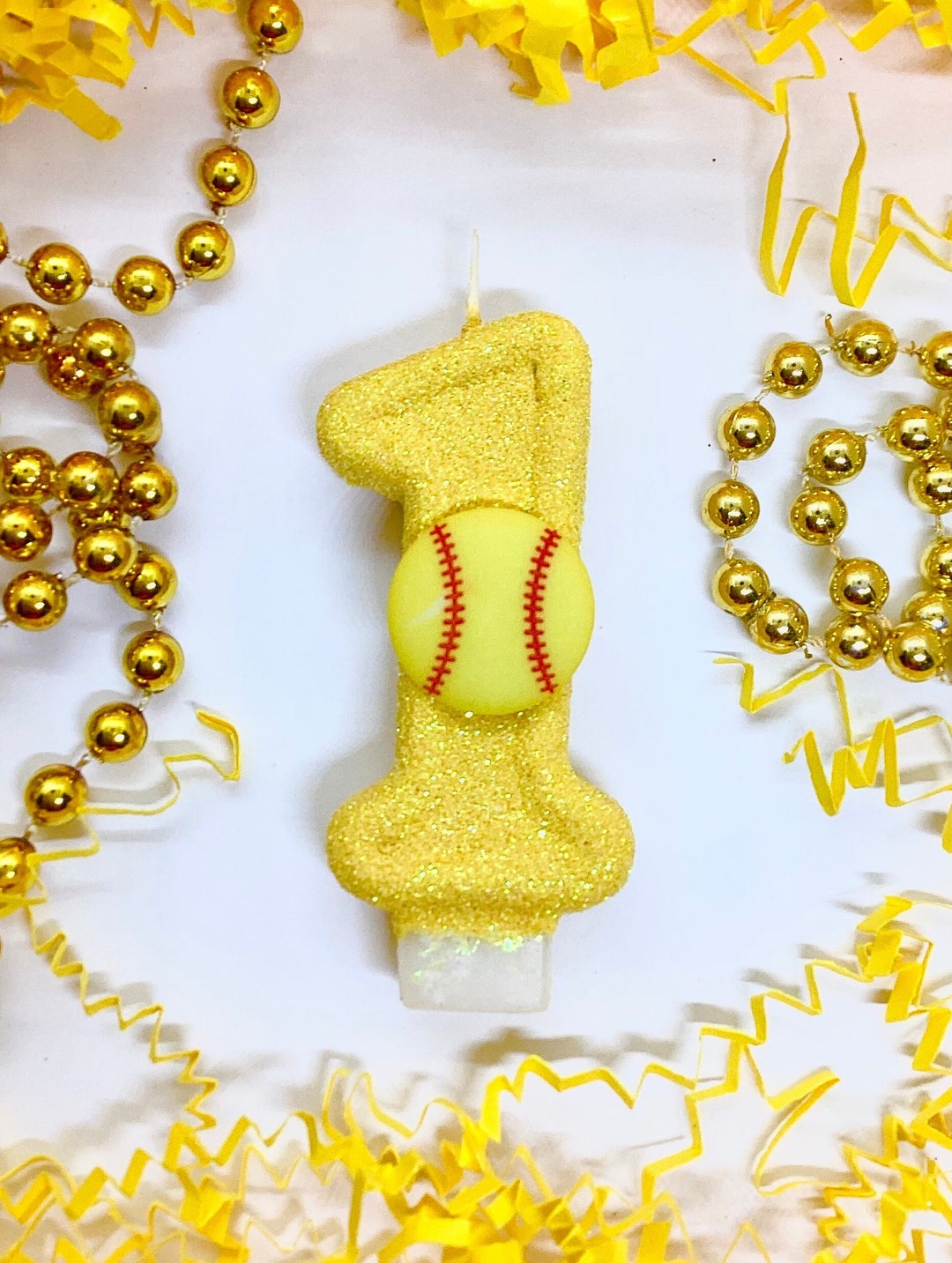 Softball Birthday Candle, Sports Ball Party Decor, Girls Yellow Party ...