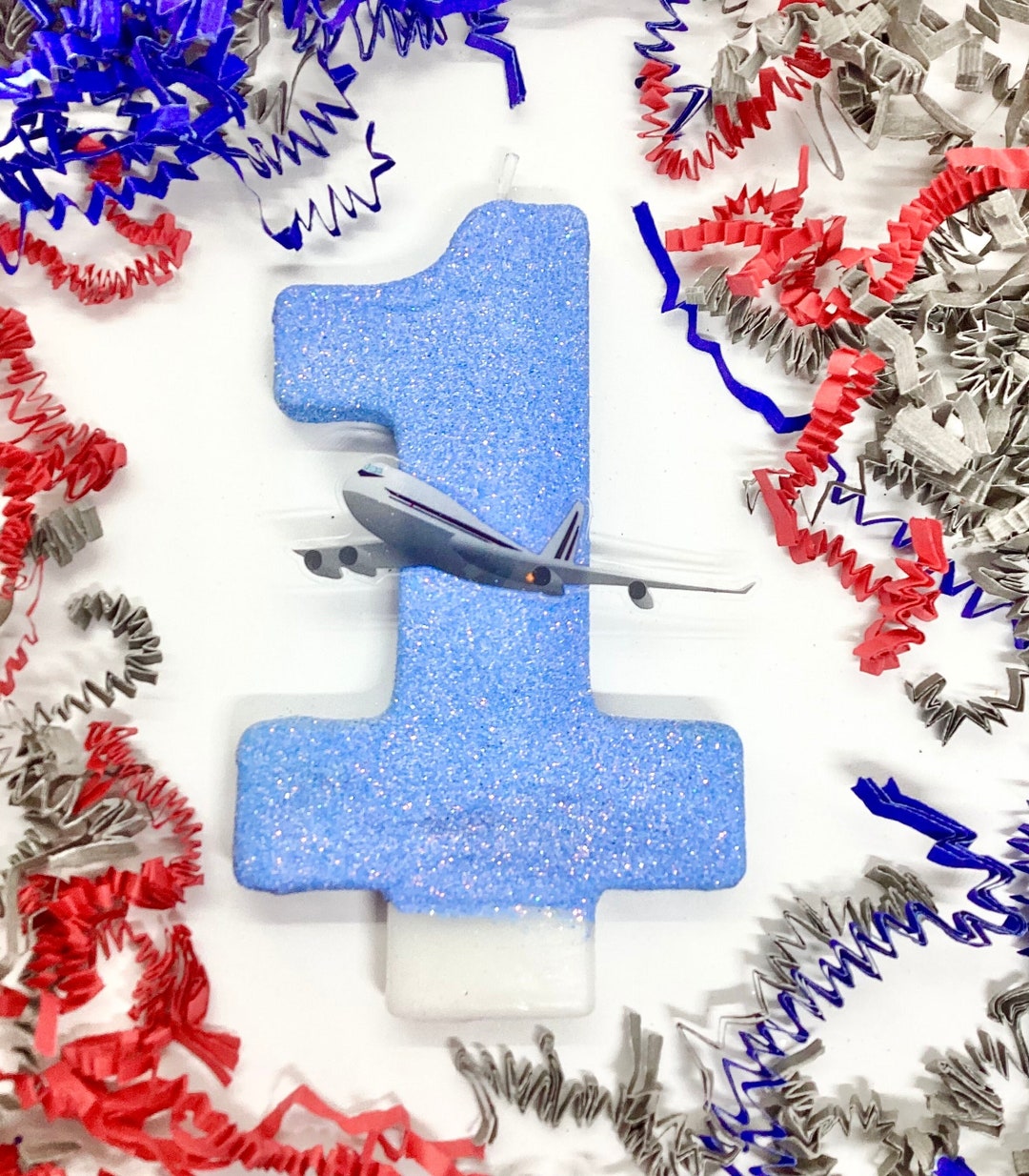 Large Jet Plane Birthday Candle, Airplane Party Decor, Boys Sparkly ...