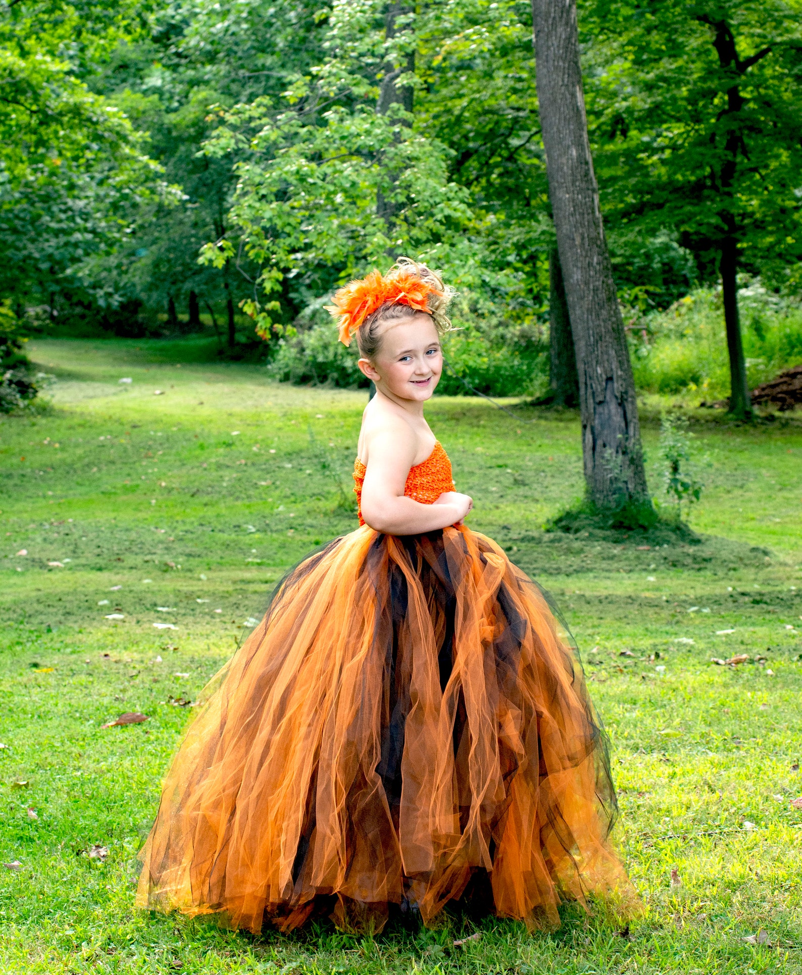 Orange Black Dress Witch Halloween Costume Girls Kids Floor - Etsy