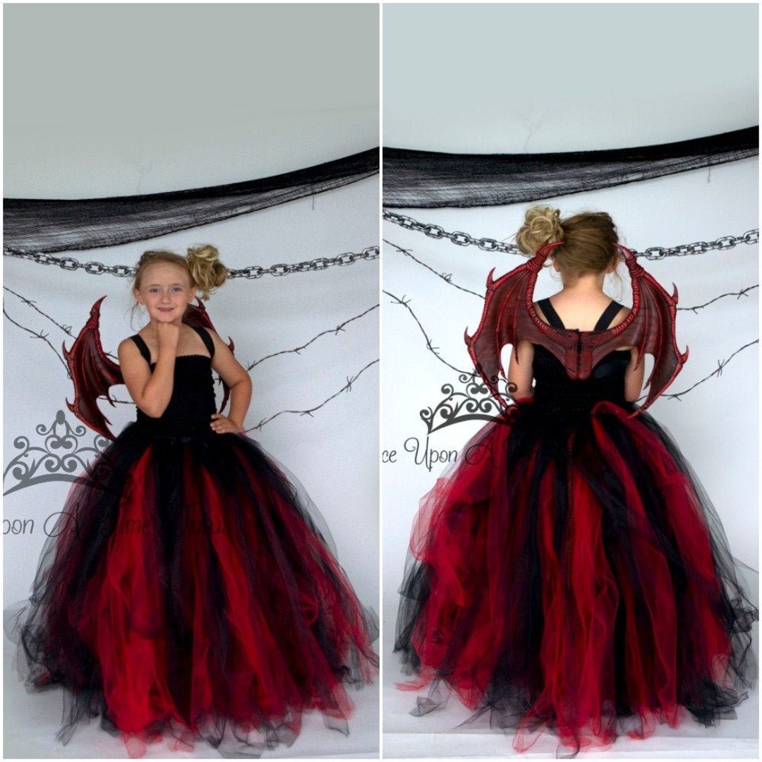 Red Dragon Costume, Kids Halloween Costume, Red Black Tutu Dress ...