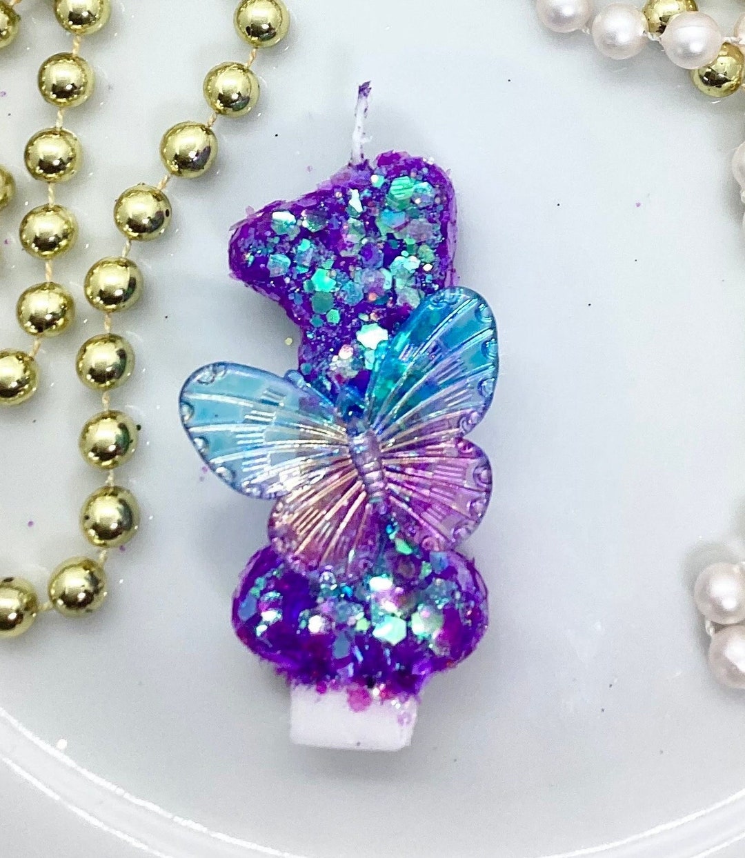 Butterfly Glitter Birthday Candle, Insect Theme, Bug Birthday Party ...
