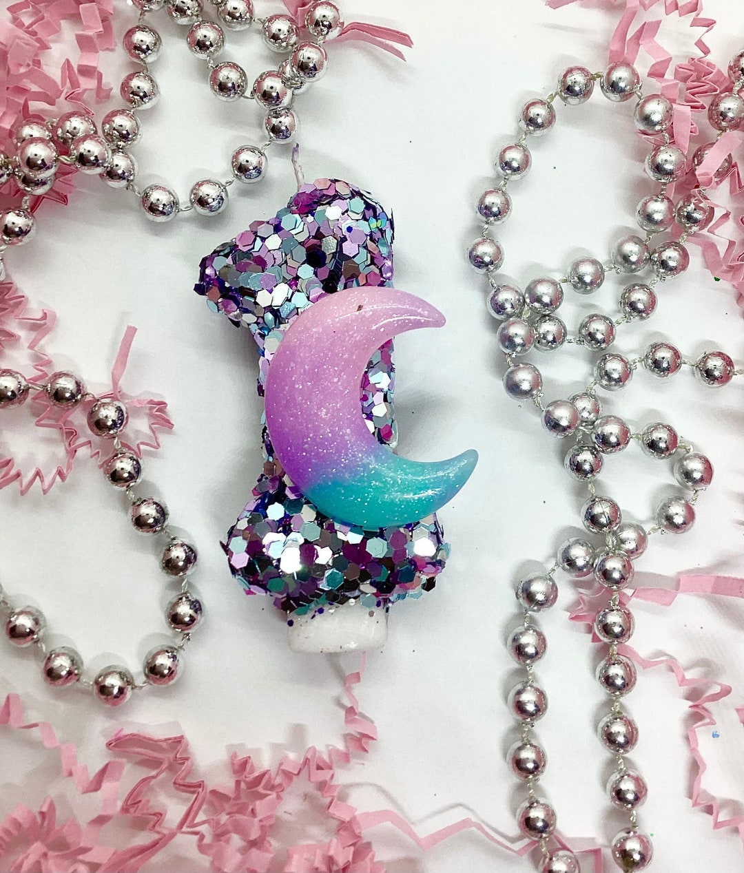 Galaxy Birthday Candle, Blue Moon Candle, Purple Outer Space, Celestial ...