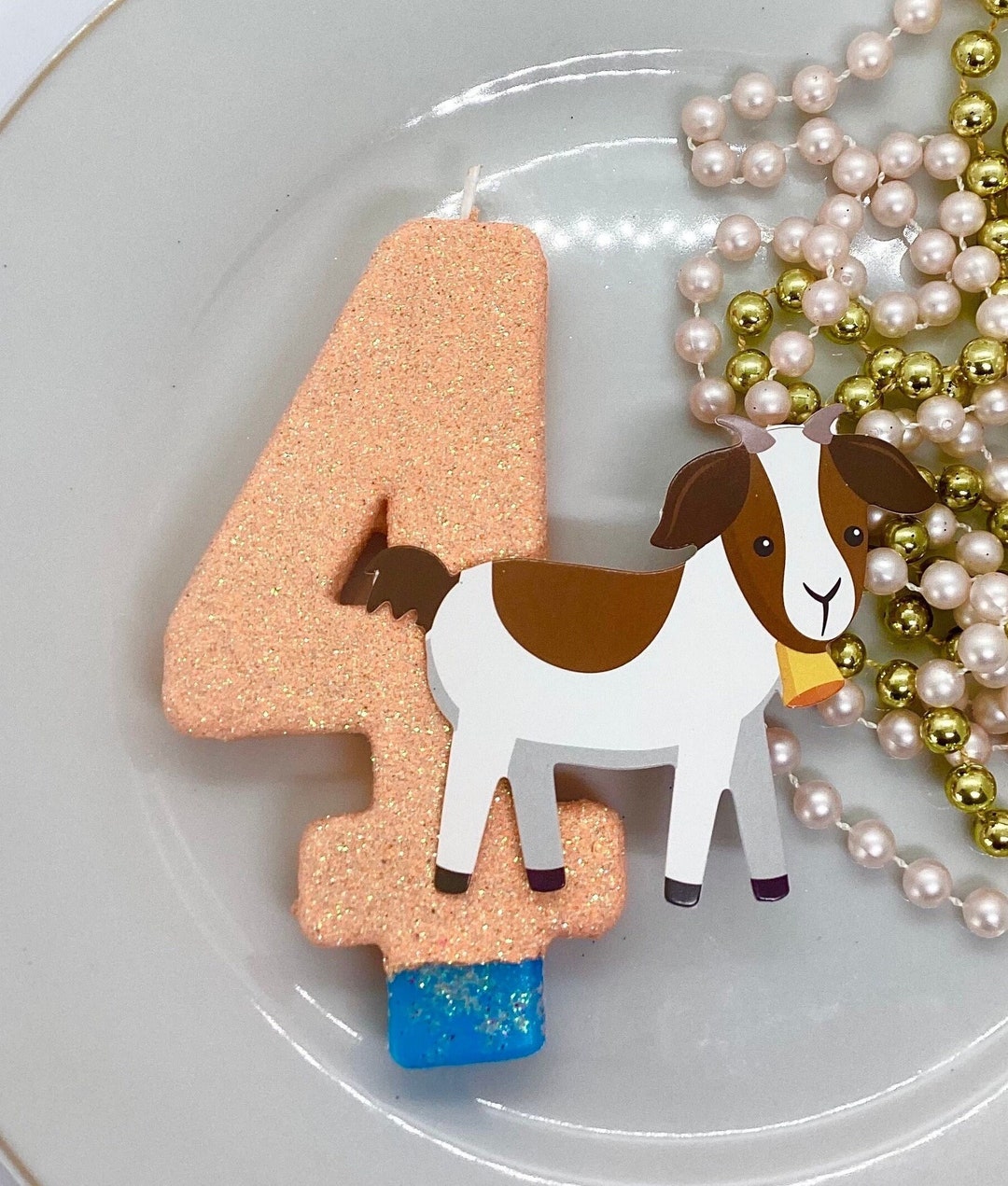 Goat Birthday Candle, Farm Party Decorations, One, Farm Theme Glitter ...