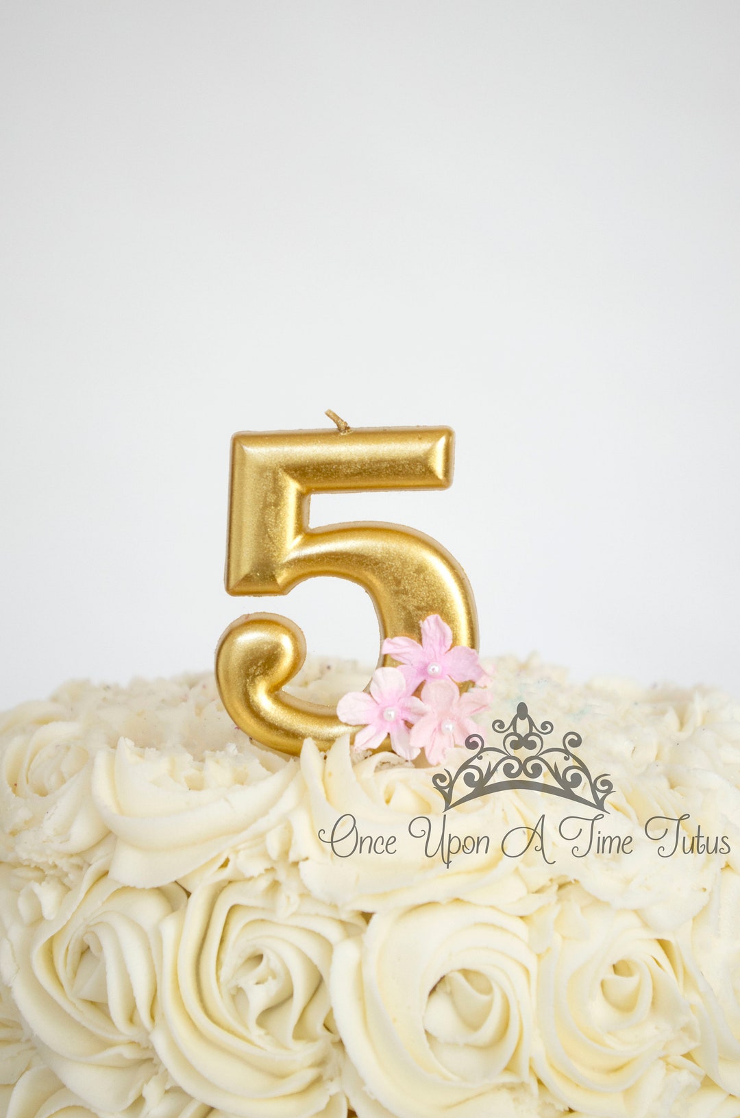 Gold Number Birthday Candle, One, Metallic, Pink, Boho, Floral, Garden ...