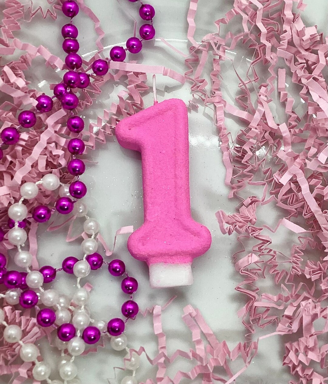 Bright Hot Pink Birthday Candle, Princess Party Decor, One, Matte ...