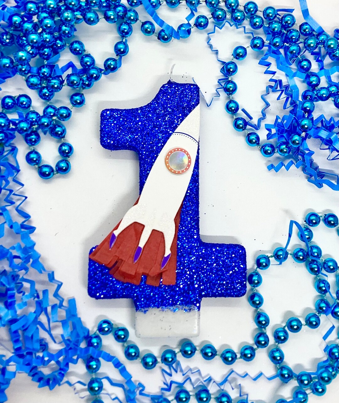 Large Rocket Birthday Candle, Rocketship Party Decor, Boys Sparkly ...