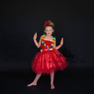 Hawaiian Luau Tutu, Hula Grass Skirt, Red Tutu Set, Pool Party Birthday ...
