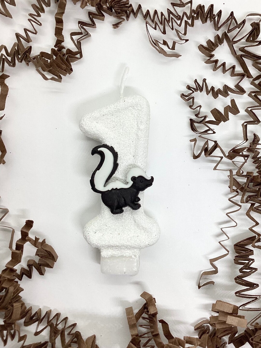 Skunk Birthday Candle, Woodland Animal Party Decor, Glitter Birthday ...