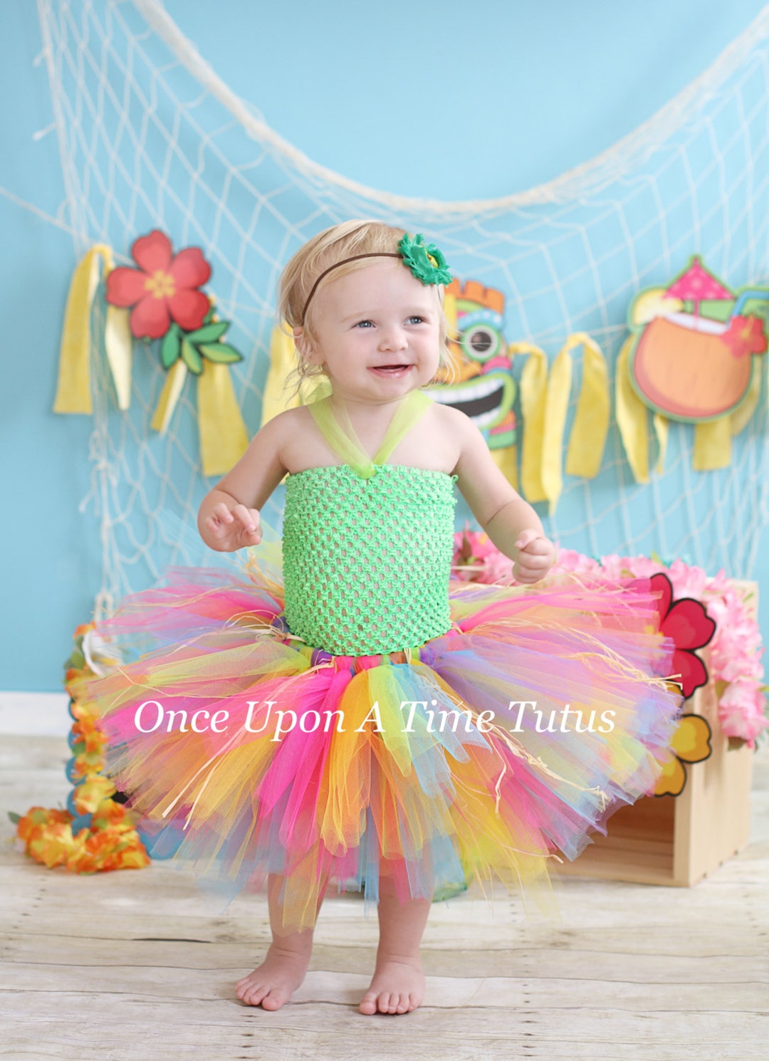 Luau Tutu, Hawaiian Hula Skirt Tutu Dress, Rainbow Pool Party Birthday ...