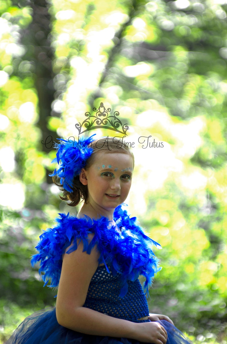 Blue Feather Hair Clip, Blue Boa Hair Piece, Parrot Headband, Kids ...